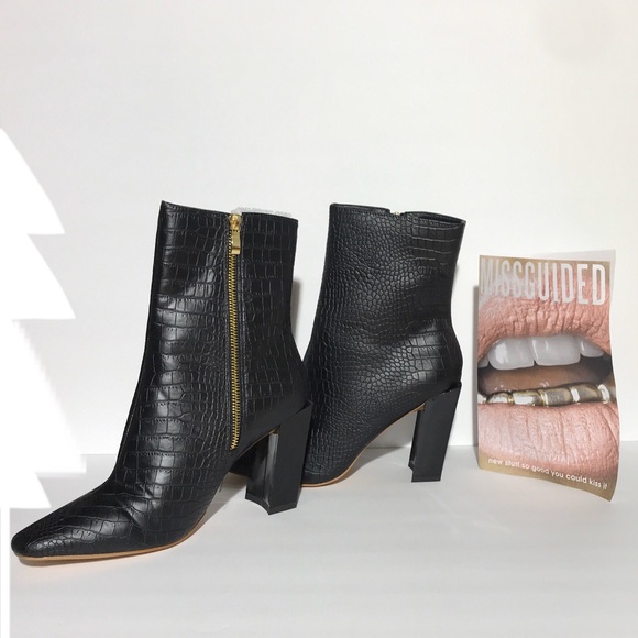 Missguided | Shoes | Missguided Black Croc Ankle Boots | Poshmark